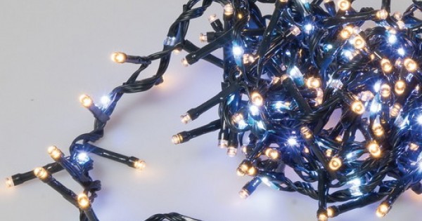250 Led Λαμπάκια Cluster Σταθερά,Με Μάυρο Καλώδιο, Θερμό Και Ψυχρό ...