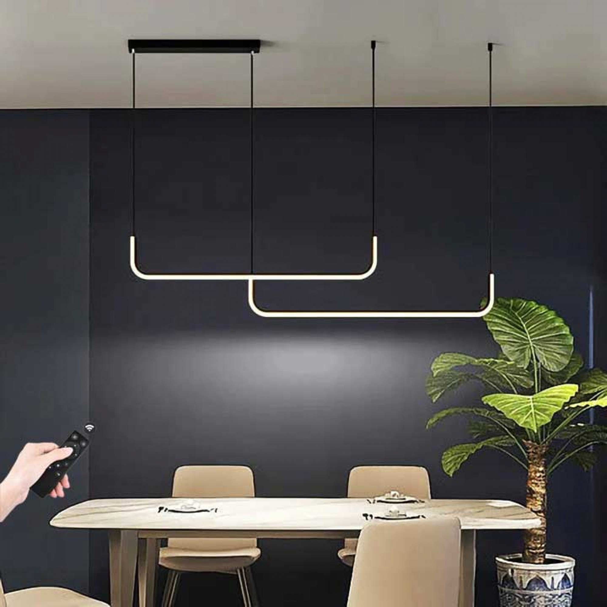 ΚΡΕΜΑΣΤΟ ΦΩΤΙΣΤΙΚΟ LED BILBO BLACK ΜΕ ΑΣΥΡΜΑΤΟ ΤΗΛΕΧΕΙΡΙΣΜΟ - DIMMABLE ...