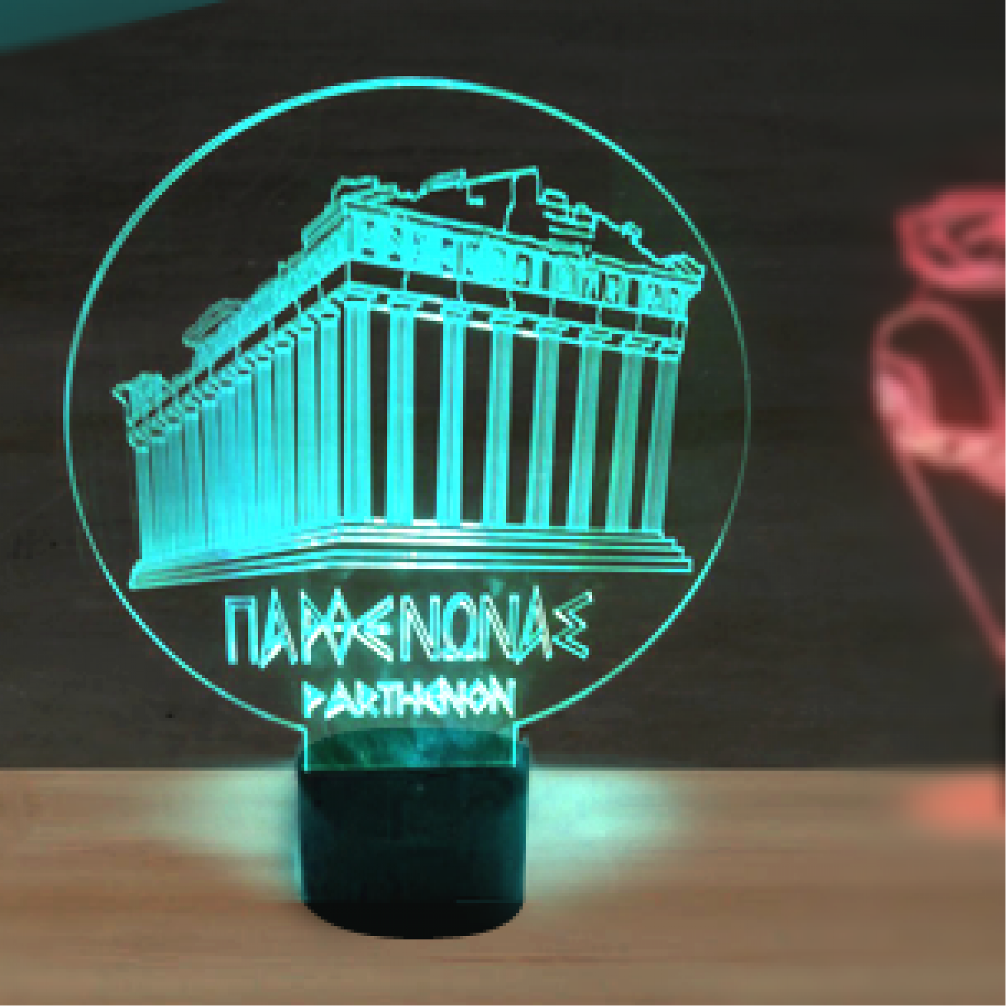 LED Φωτιστικό Χαραγμένο Plexiglass Με Σχέδιο Παρθενώνας Με Διακόπτη ON ...