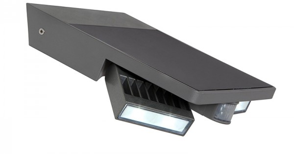 LED Ηλιακό Επιτοίχιο Φωτιστικό 4W Με Δύο Σπότ Σε Ασημί Χρώμα Με ...