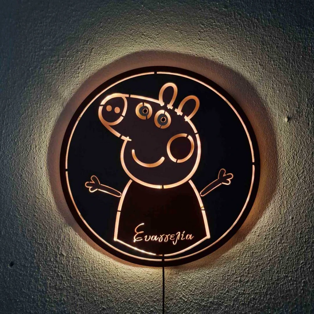 Custom LED Φωτιστικό Τοίχου Peppa - Χειροποίητο ...